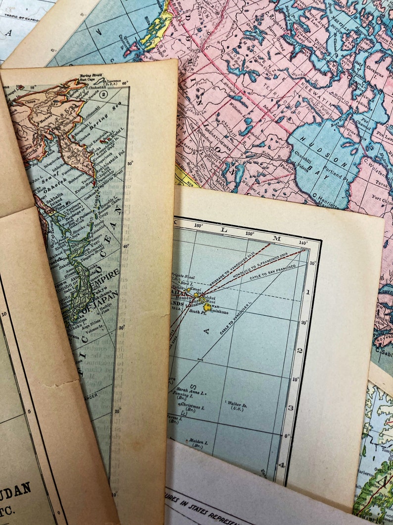 Bundle of Vintage Maps. Map Pages for Journals Scrapbooking - Etsy