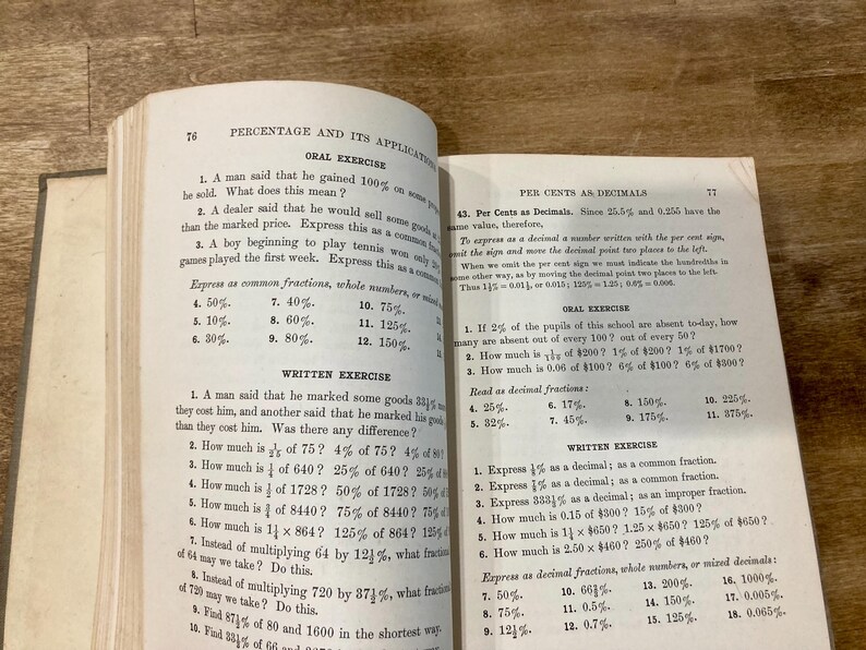 Antique Math Book - Essentials of Arithmetic-1915 - Etsy