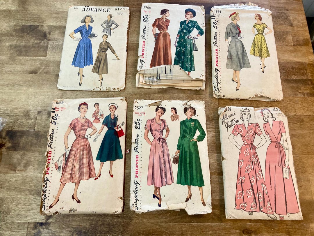Set of 6 Vintage Sewing Patterns - Etsy