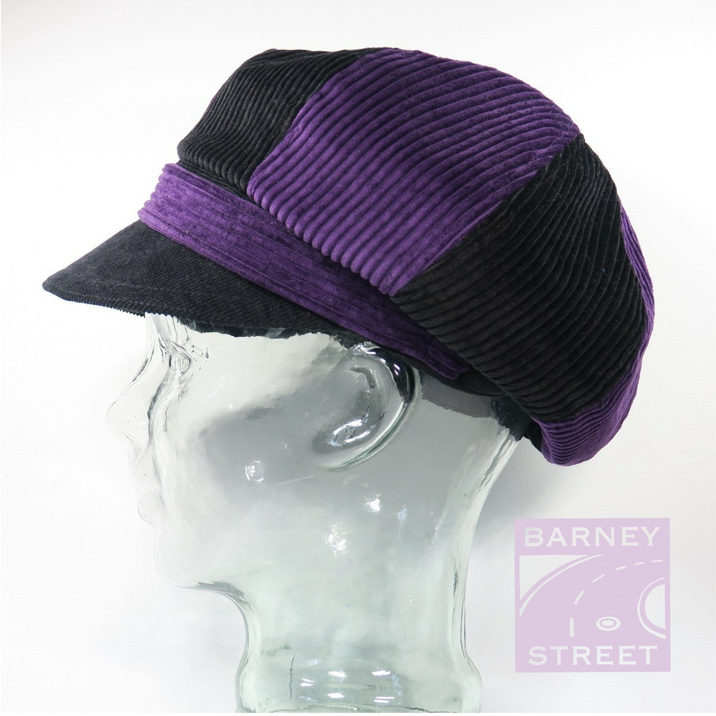 Newsboy Cap Slouchy Purple and Black Corduroy Adjustable Size - Etsy