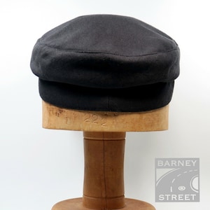 Tevye Cap: Black Cotton Linen Fiddler Hat - Choice of Brim - Etsy