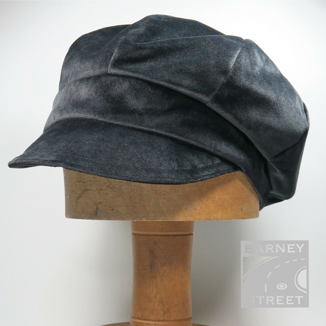 Newsboy Cap Slouchy Black Dark Grey Velvet Cap - Etsy