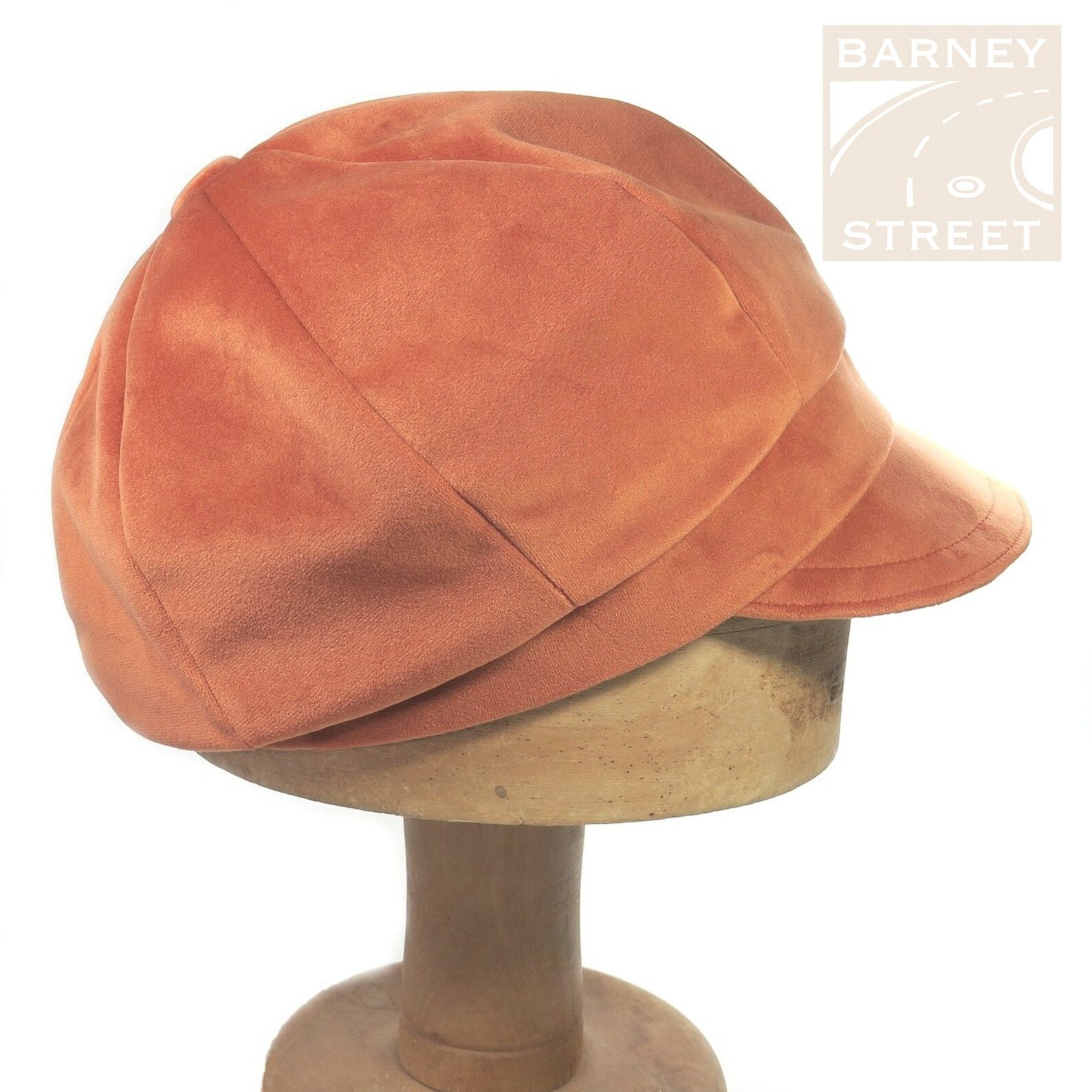Burnt orange velvet newsboy cap semi-slouchy boho style | Etsy