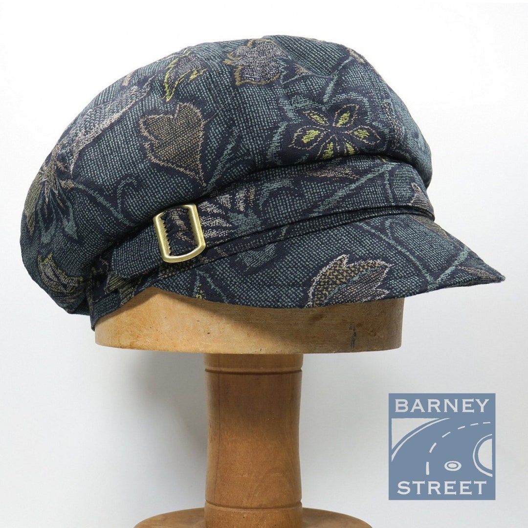 Newsboy Cap Slouchy Japanese Teal Floral Pattern Cotton Adjustable - Etsy