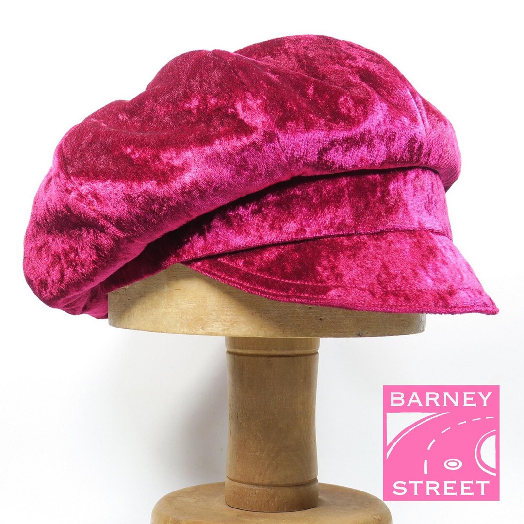 Newsboy Cap Super Slouchy Fuchsia Pink Crushed Panne Velvet - Etsy
