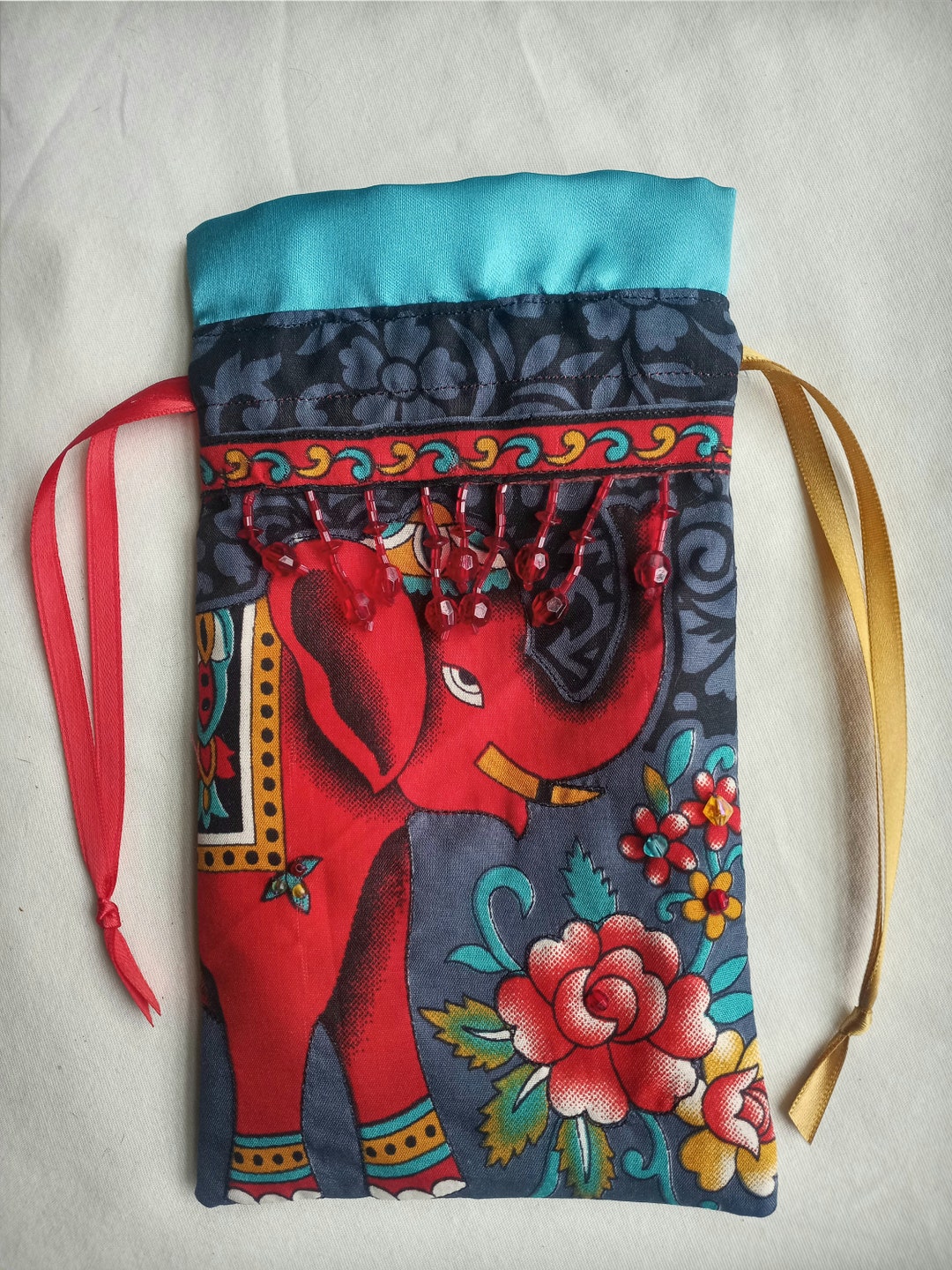 Elephant Floral Tarot Bag, Beading, Handmade - Etsy