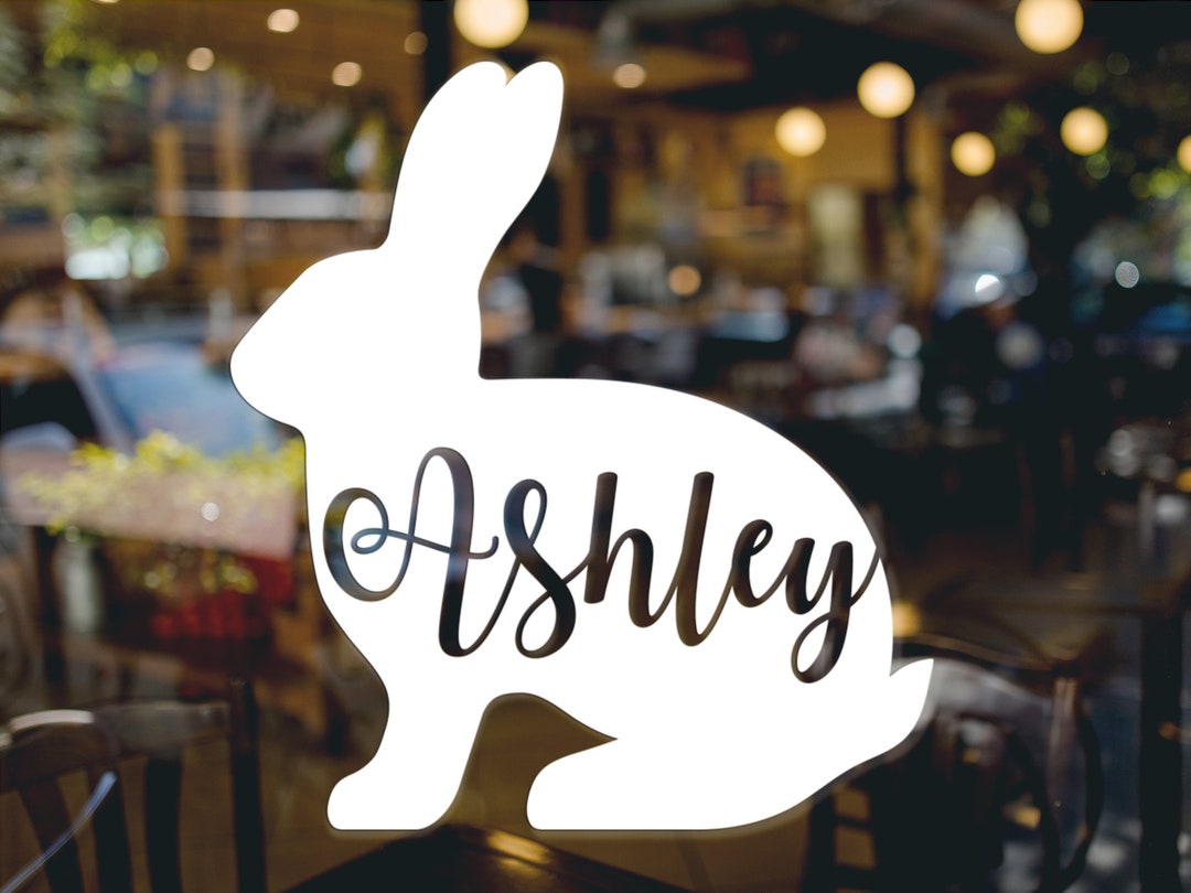 Custom Name Bunny Vinyl Decal, Window Decal, Car Decal, Happy Easter ...
