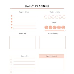 Daily Planner Printable, Instant Download, Productivity Planner, Daily ...