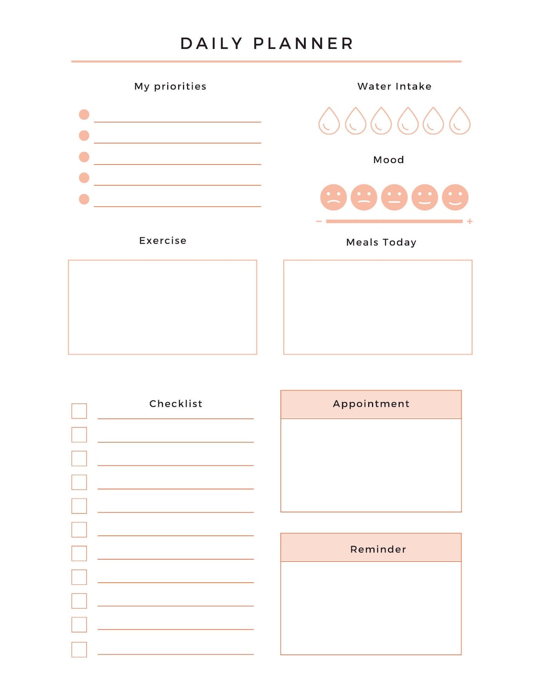 Daily Planner Printable, Instant Download, Productivity Planner, Daily ...