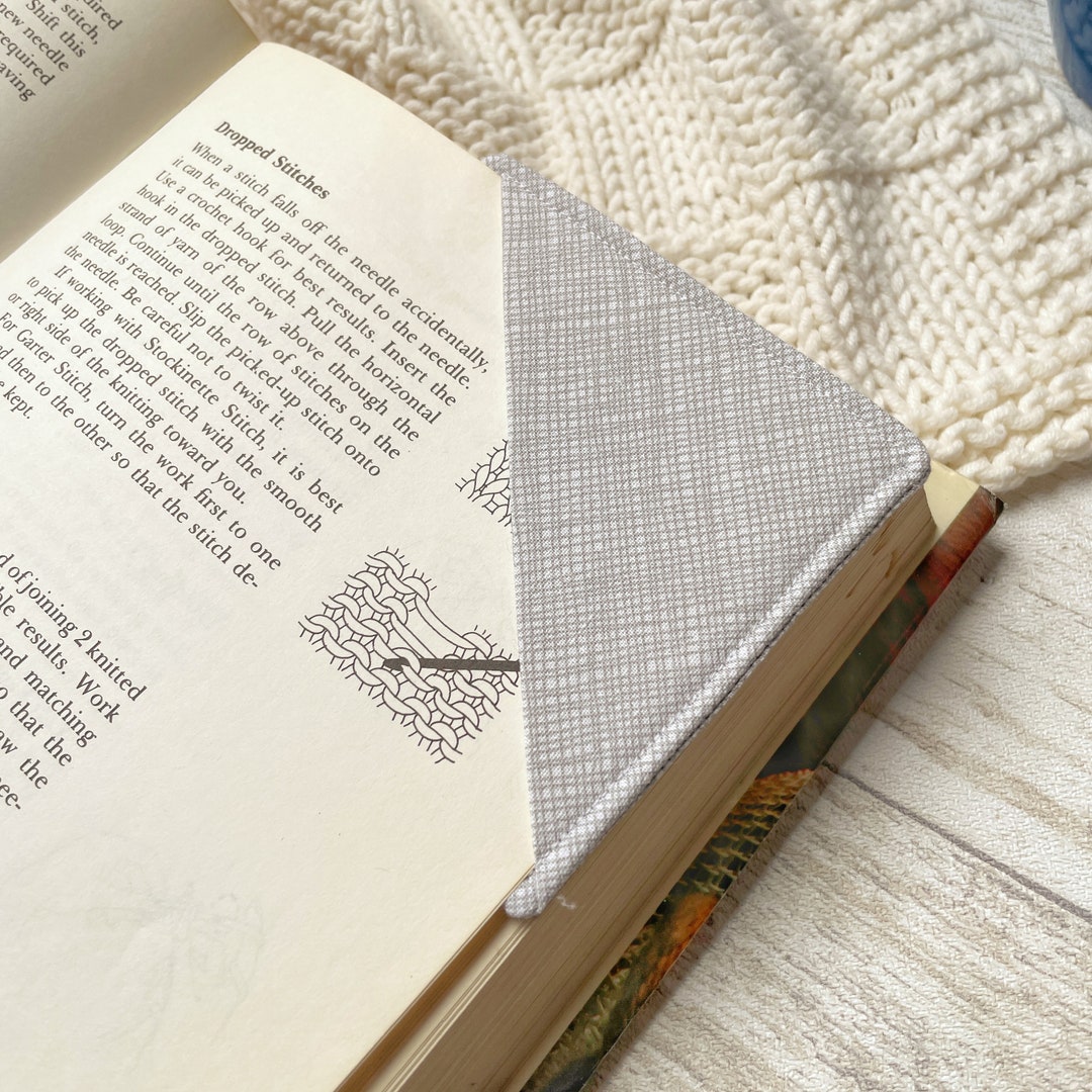 Personalised Fabric Corner Bookmark - Grey Crosshatch - Etsy