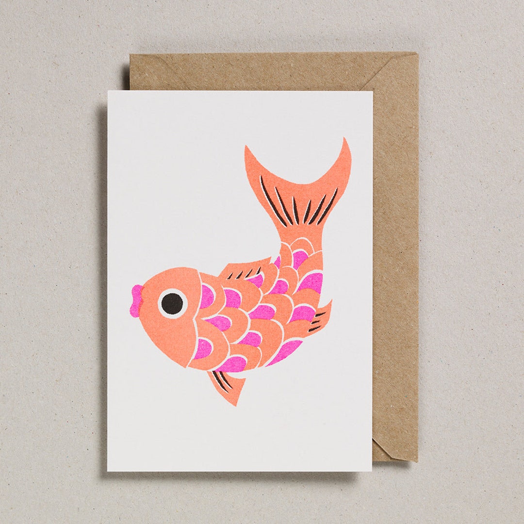 Riso Papercut Card - Fish - Etsy