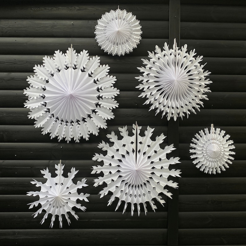 Pack of 6 Paper Snowflake Fans - Etsy