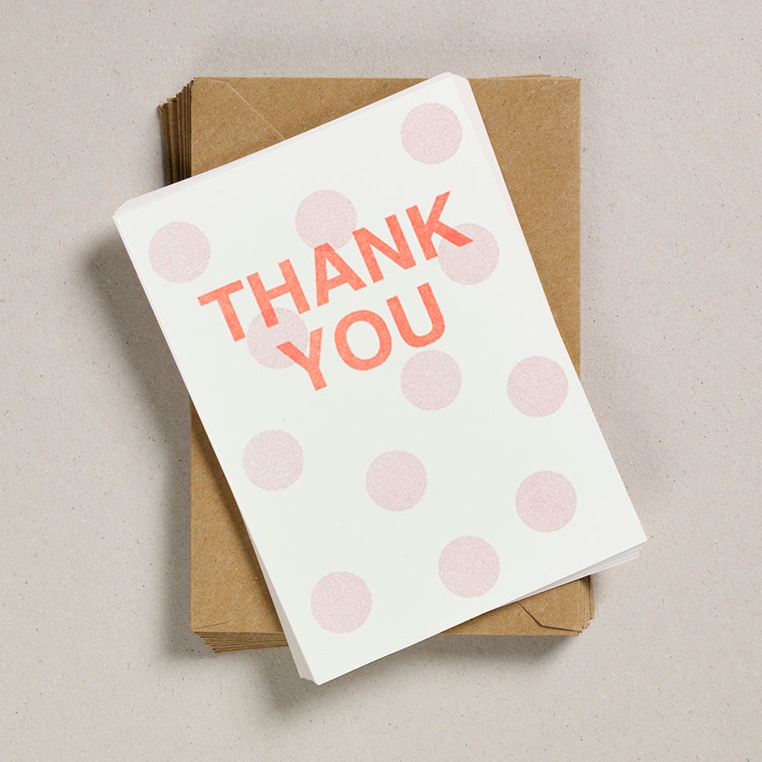 A6 Thank You Cards - Pink Spot - Etsy