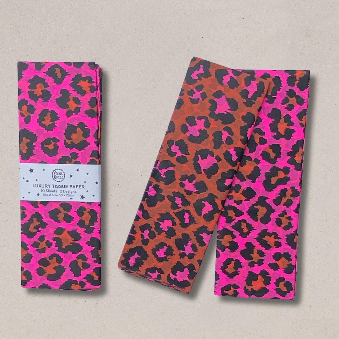 Luxury Tissue Paper, Acid Free, Leopard Print Pattern Ginger & Pink, 10 ...