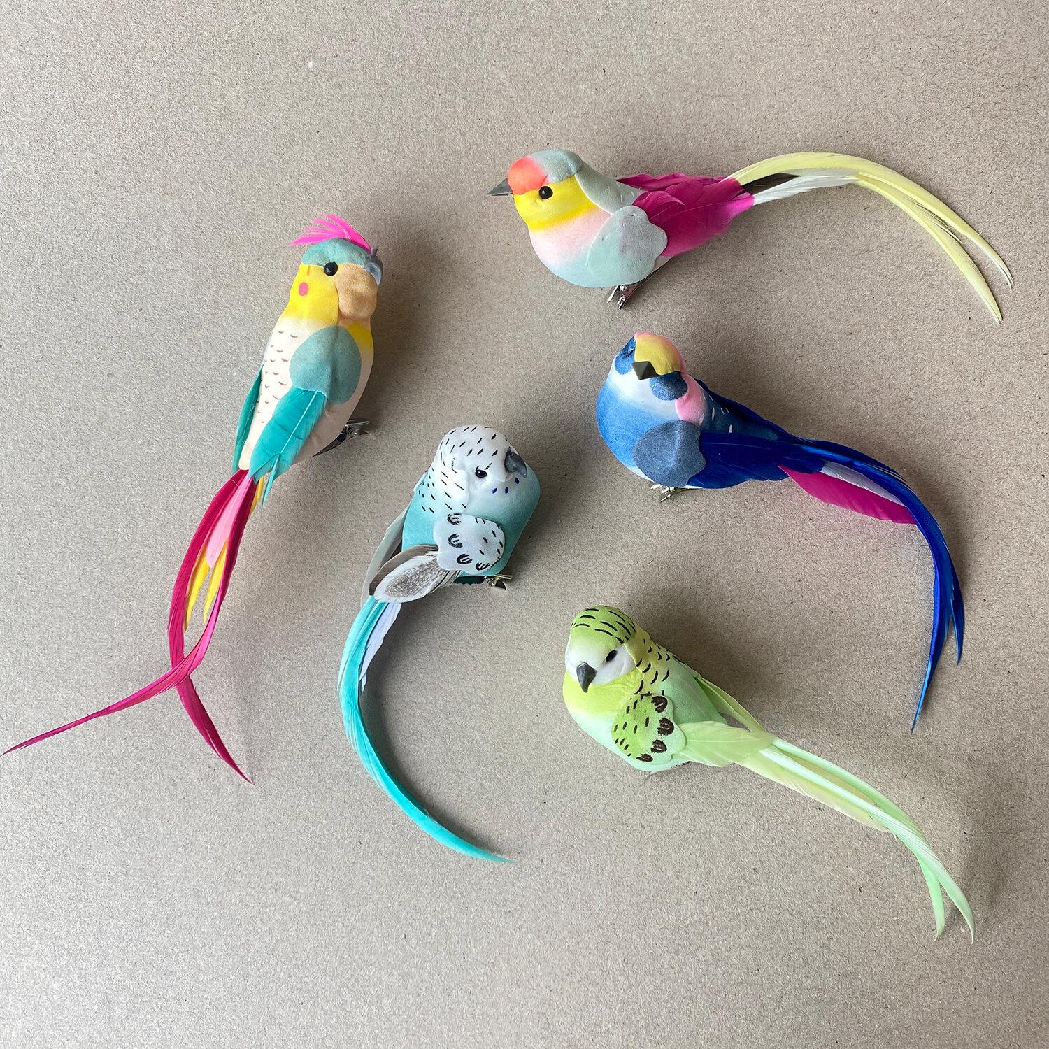 Set of 5 Feather Bird Clip on Decorations. - Etsy