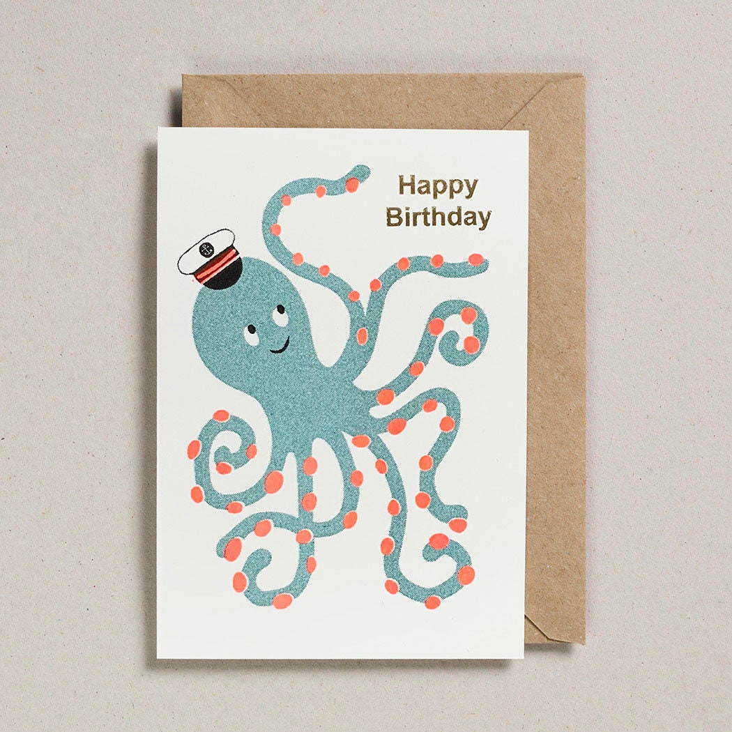 Riso Pets Card - Happy Birthday Octopus - Etsy