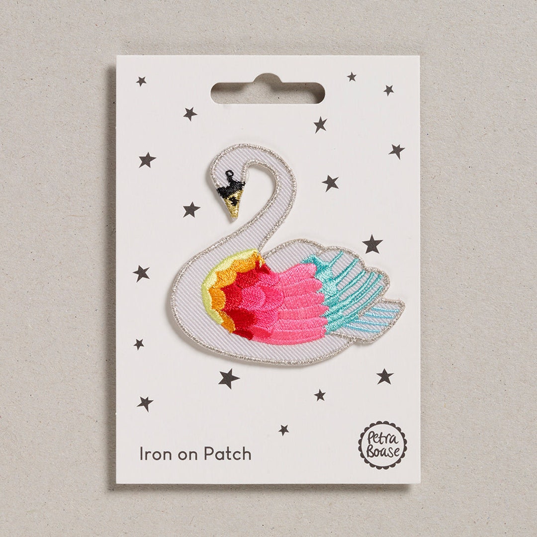Rainbow Swan Iron on Patch for Customising and Upcycling Clothes and ...