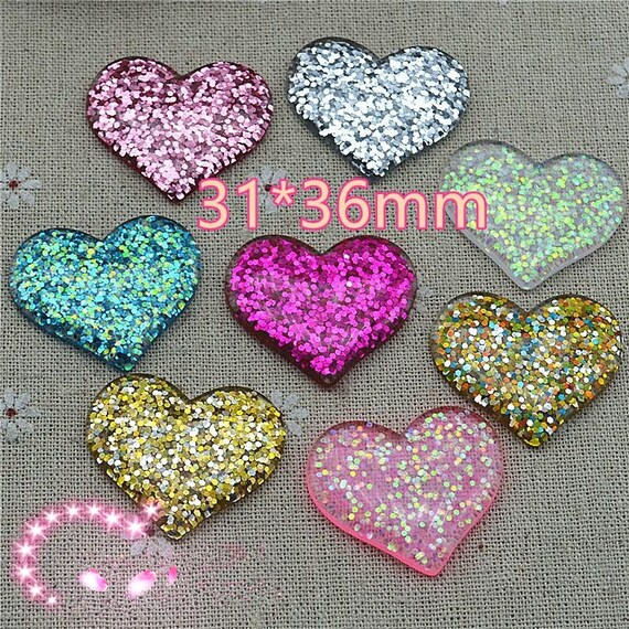 50pcs/pack 3136mm Shiny Bling Heart Cabochon Flatback Crafts | Etsy