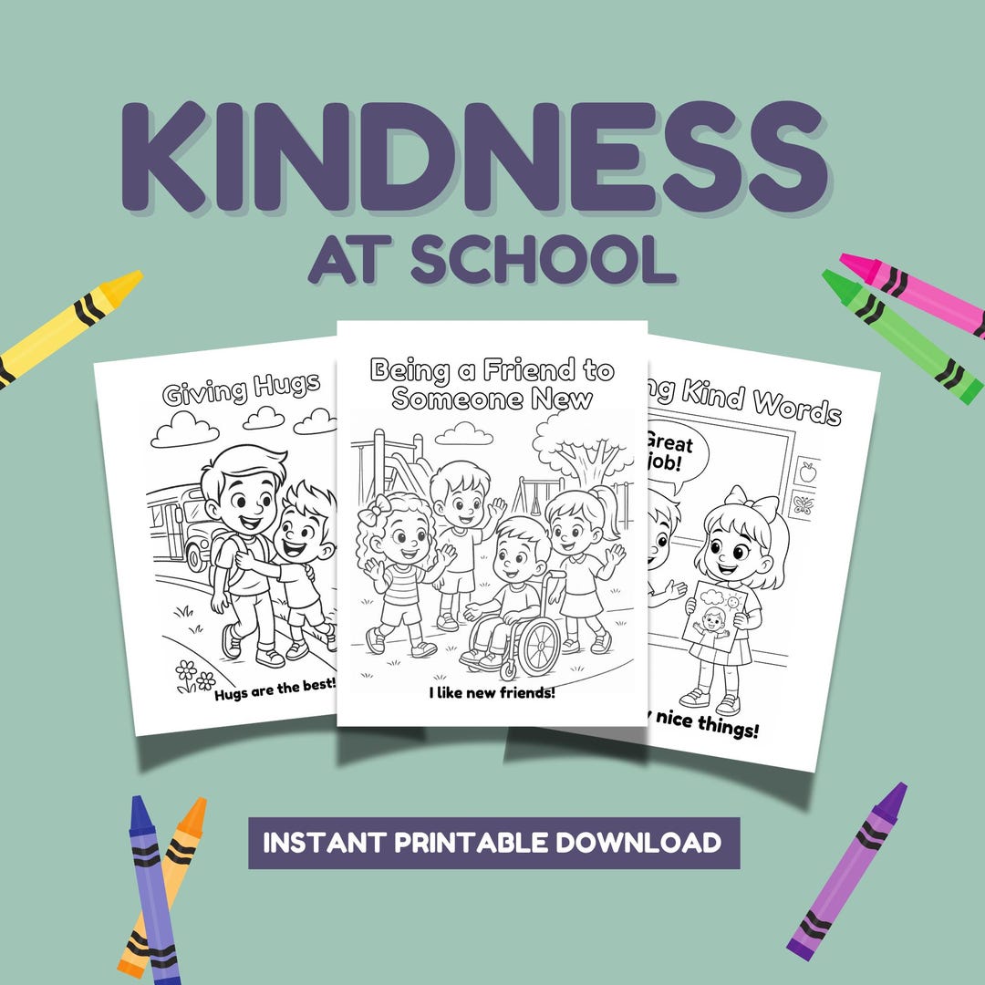 Kindness at School Coloring Pages – Printable Pack for Kids (10 Pages ...