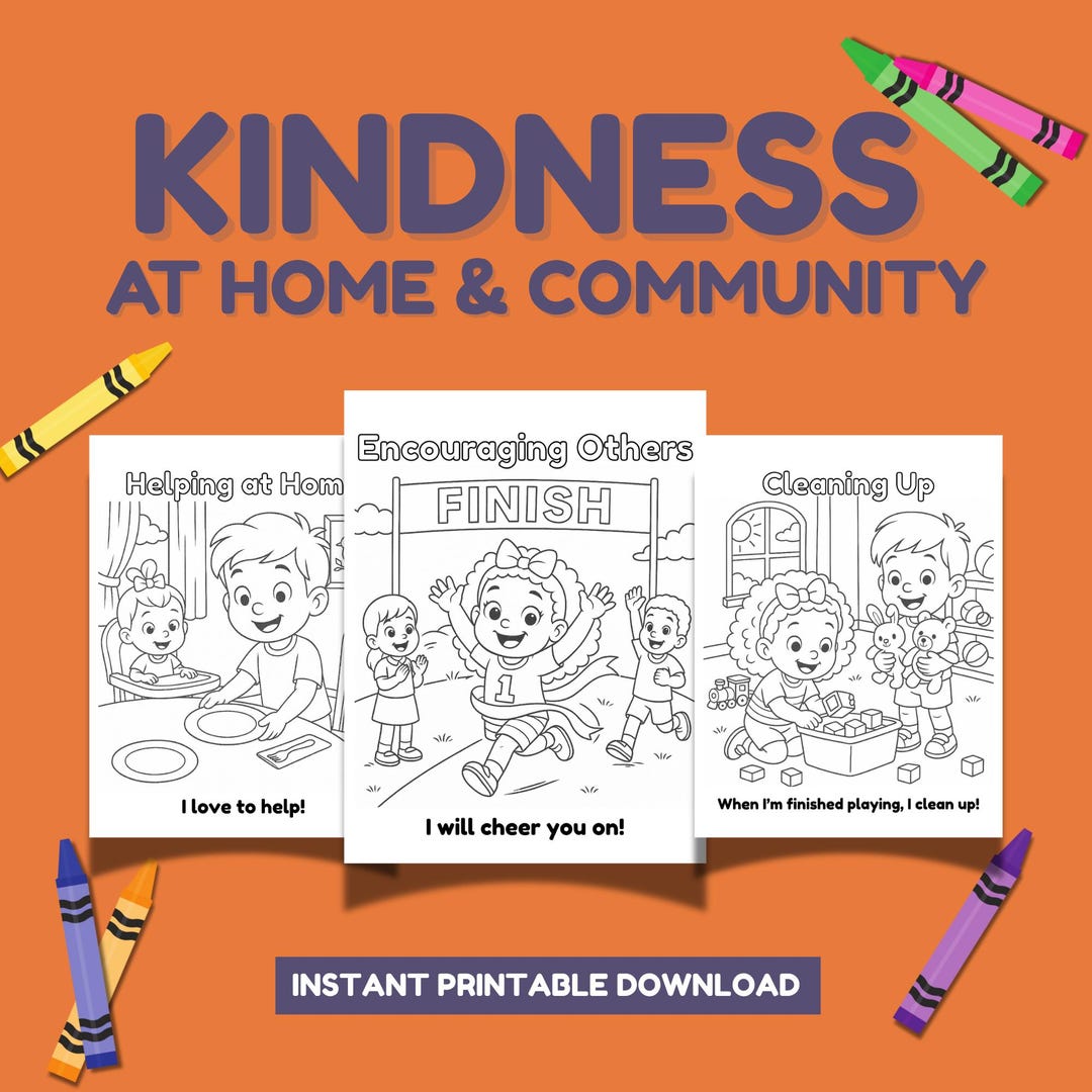 Kindness Coloring Pages: Home & Community Activities - 10 Page PDF ...