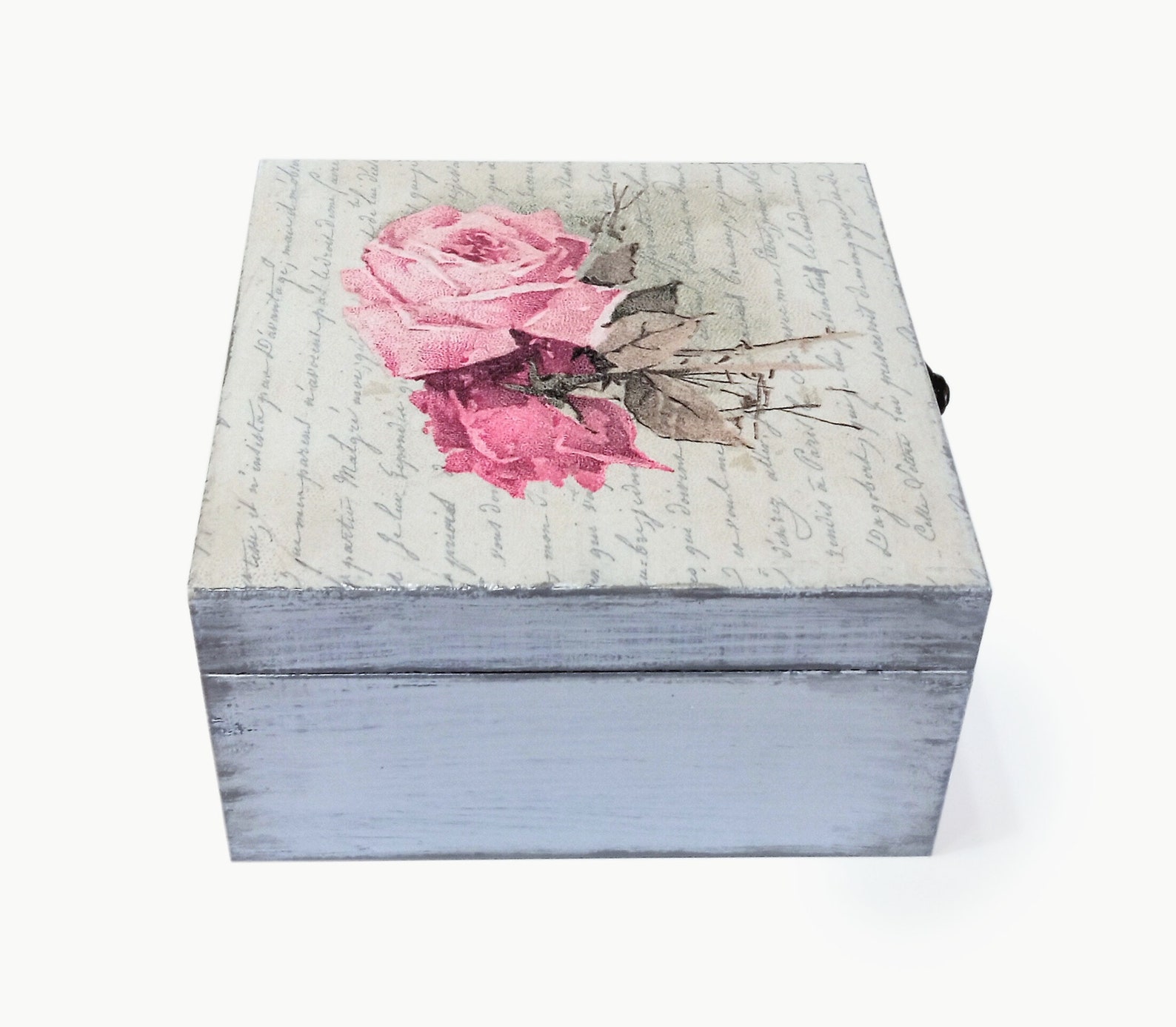 Shabby Chic Decor Box Decoupage Jewelry Box Wooden Keepsake | Etsy