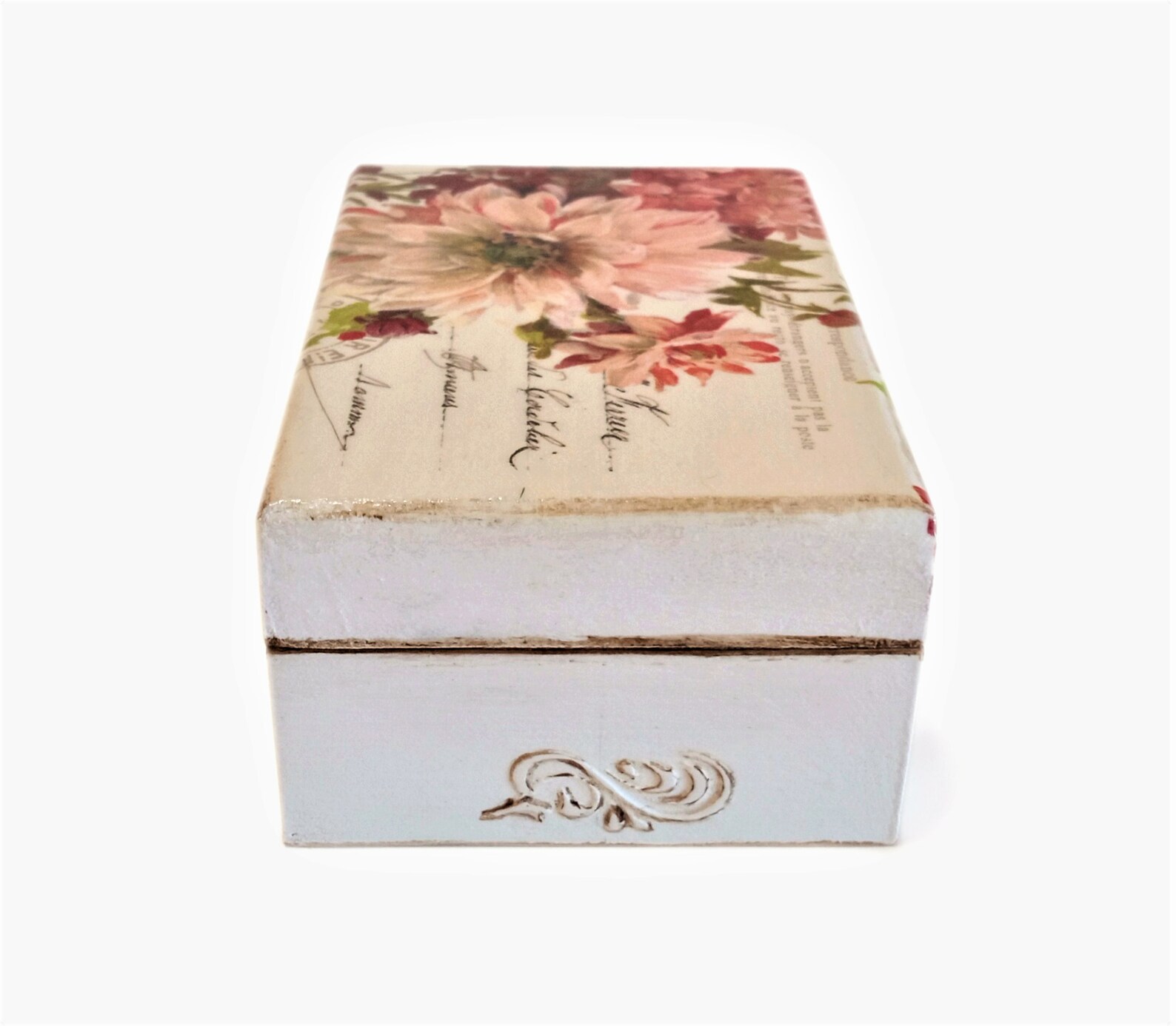 Wooden Keepsake Storage Box Decoupage Jewelry Box Floral - Etsy