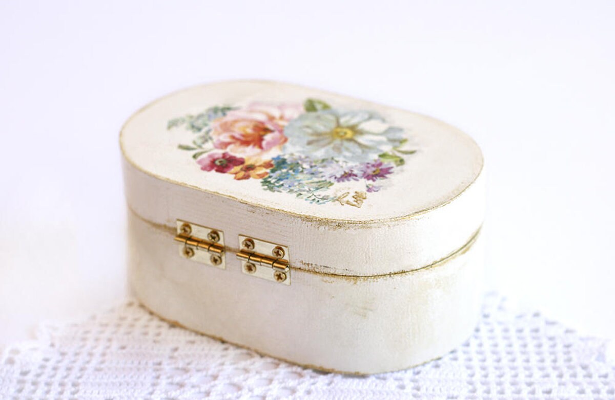 Shabby Chic Jewellery Box Decoupage Keepsake Box Wooden - Etsy