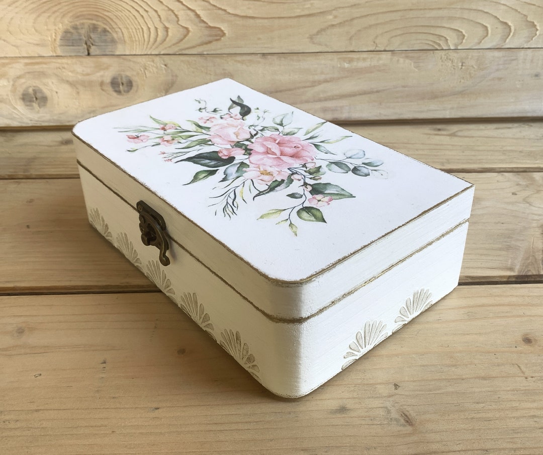 Pretty Wooden Decorative Box, Home Decor Storage Box, Pretty Decorative ...