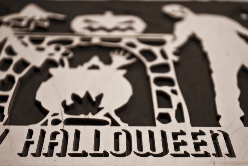 Halloween Scene. Laser Cut Files. Cdr Ai Svg Dxf. Digital | Etsy