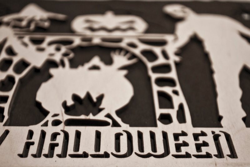 Halloween scene. Laser cut files. cdr ai svg dxf. Digital | Etsy