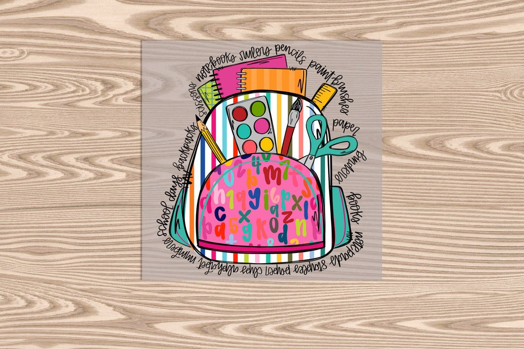 School Backpack DTF Transfer Print: Ready to Press - Etsy
