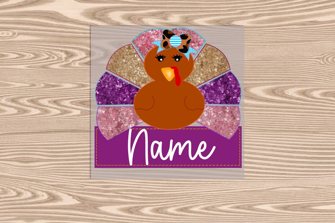 Personalized Faux Sequin Turkey DTF Transfer Print - Ready to Press - Etsy