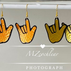 ASL I Love You Earring/ ASL Love Sign Faux Leather Earring / Love Hand ...