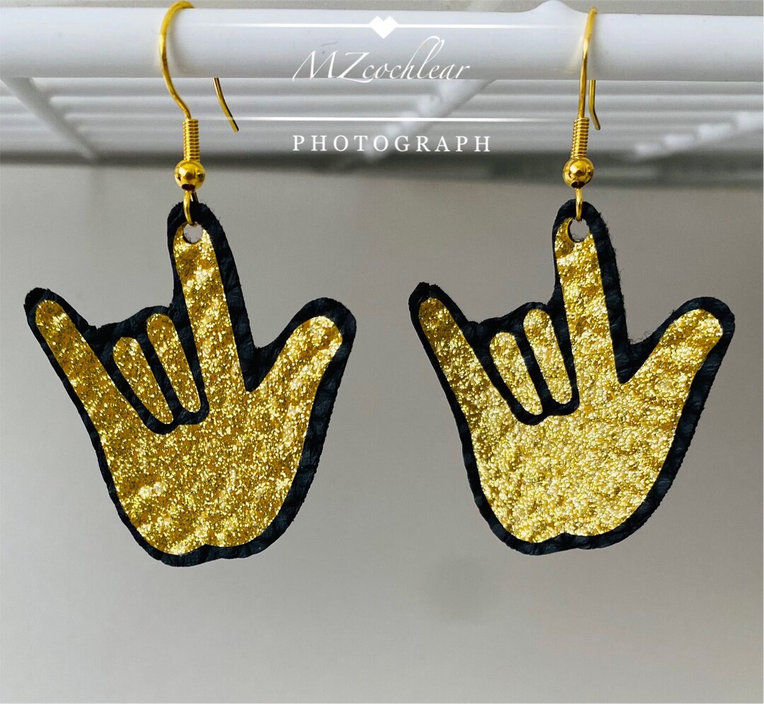 ASL I Love You Earring/ ASL Love Sign Faux Leather Earring / Love Hand ...