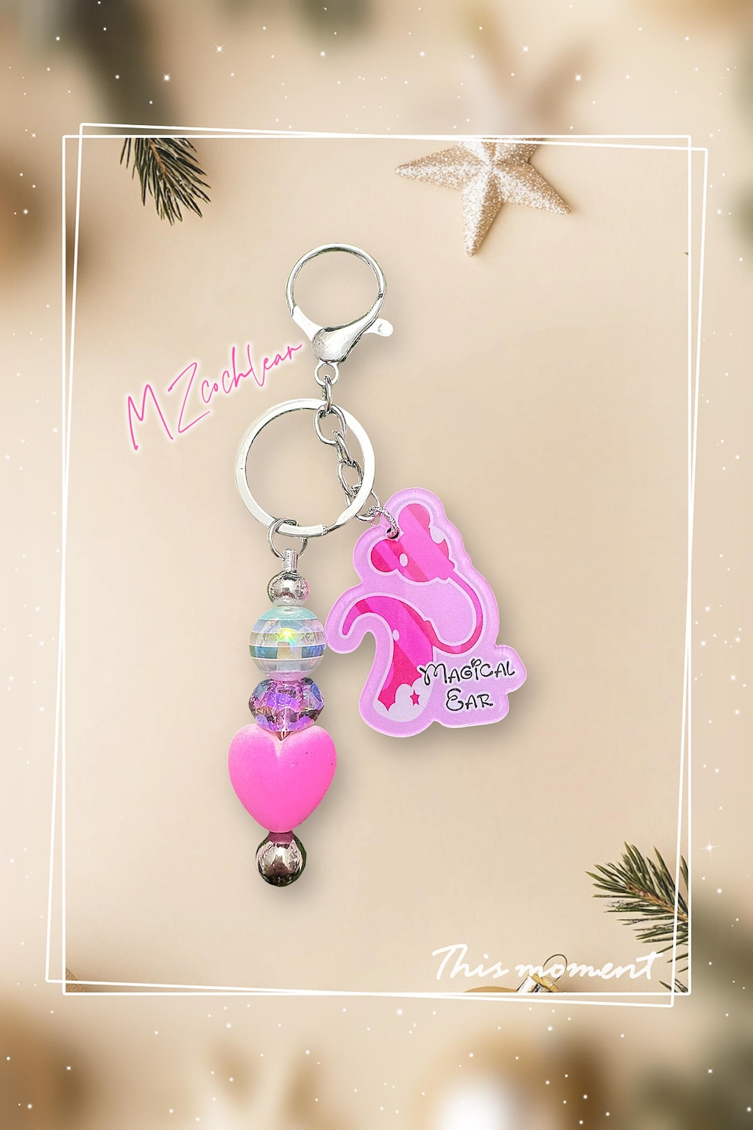 Cochlear Implant Beaded Keychain, Hearing Aid Bag Charm, ASL Keychain ...