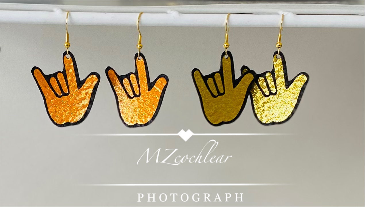 ASL I Love You Earring/ ASL Love Sign Faux Leather Earring / - Etsy