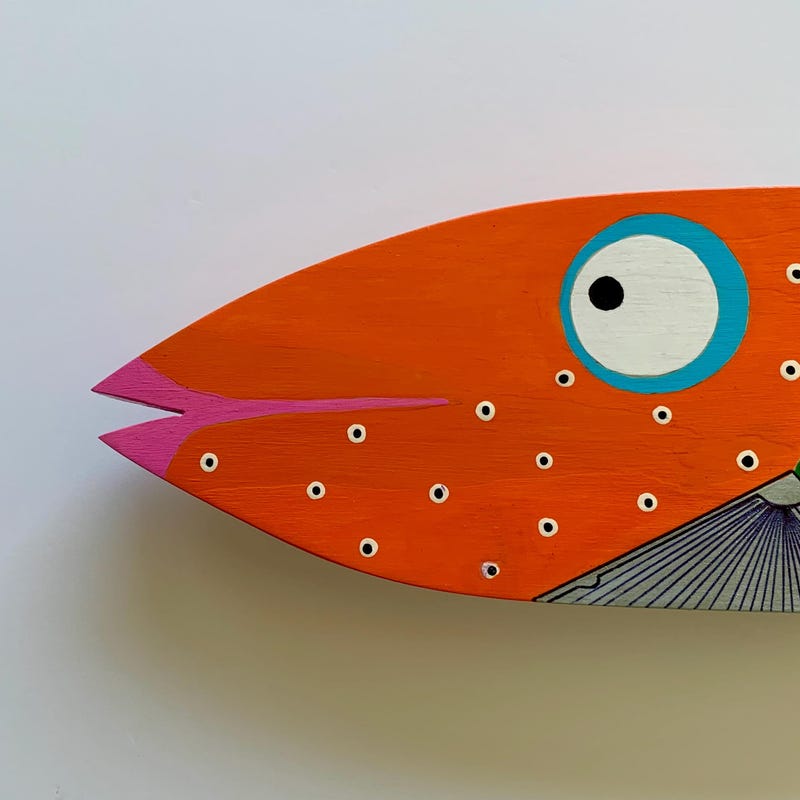 Painted Wood Fish - Etsy