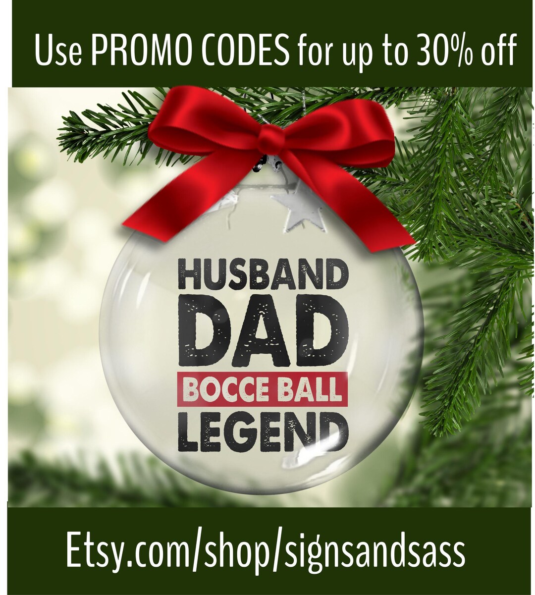 Husband Dad Bocce Ball Legend - Glass Floating Christmas Ornament - Etsy