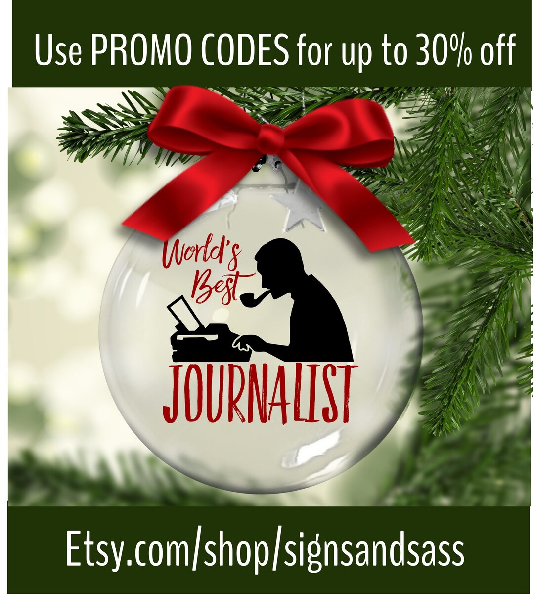 World's Best Journalist Male - Glass Floating Christmas Ornament - Etsy