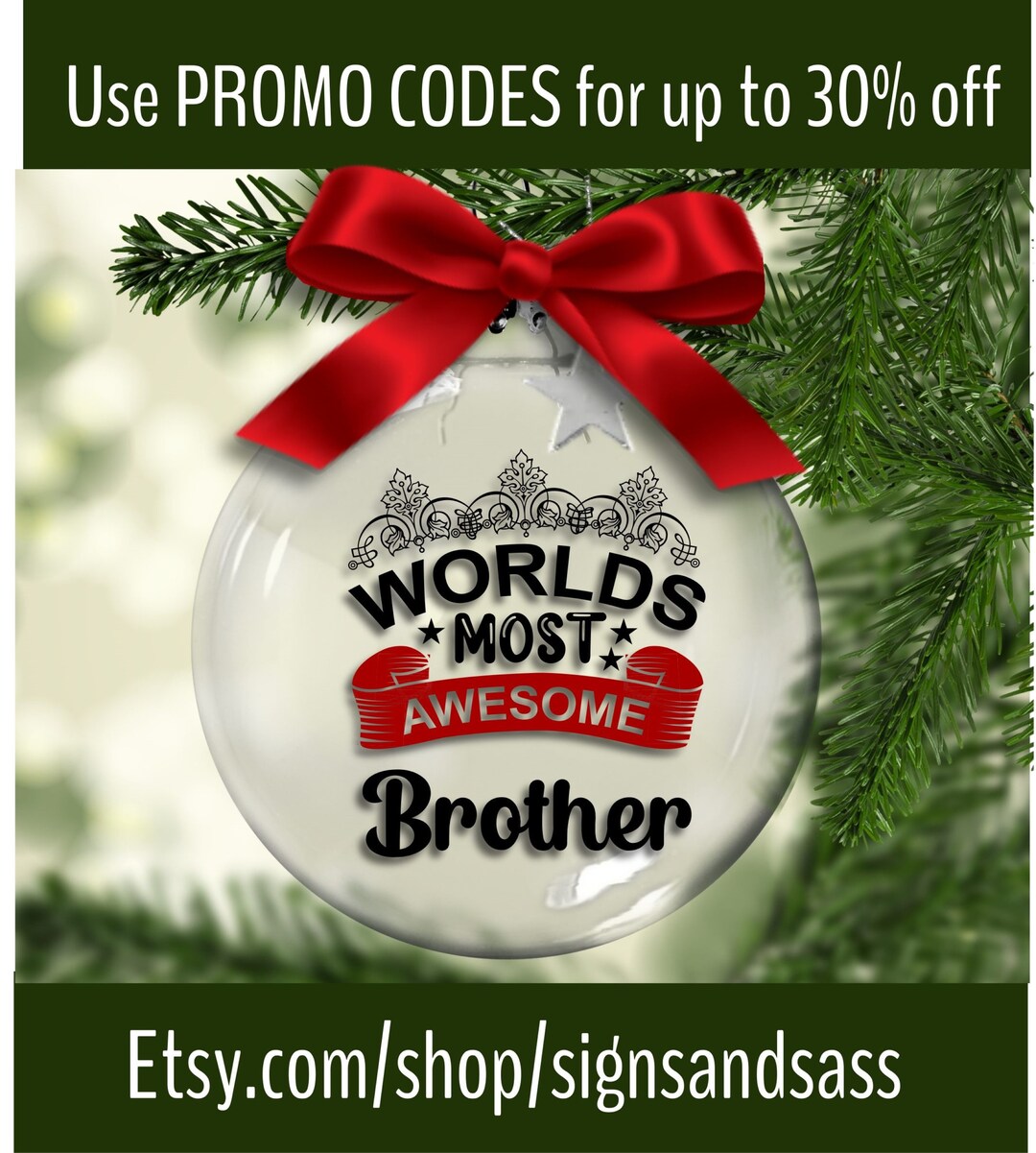 World's Most Awesome Brother - Glass Christmas Ornament - Etsy