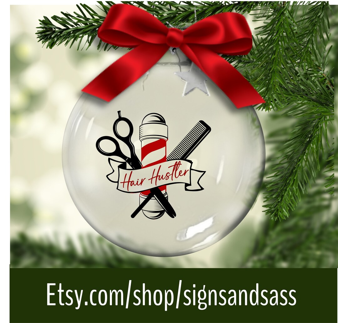 HAIR HUSTLER Barber Shop Pole Glass Floating Christmas - Etsy
