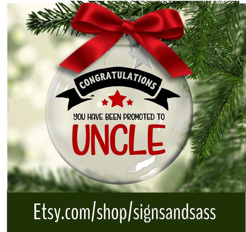 Congratulations You've Been Promoted to Uncle Glass Floating Christmas ...