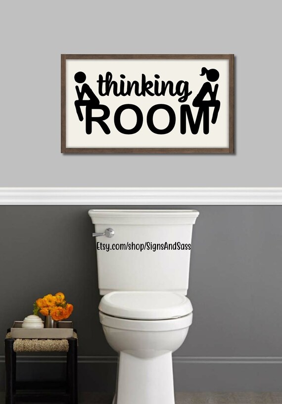 THINKING ROOM funny bathroom farmhouse style wood framed | Etsy