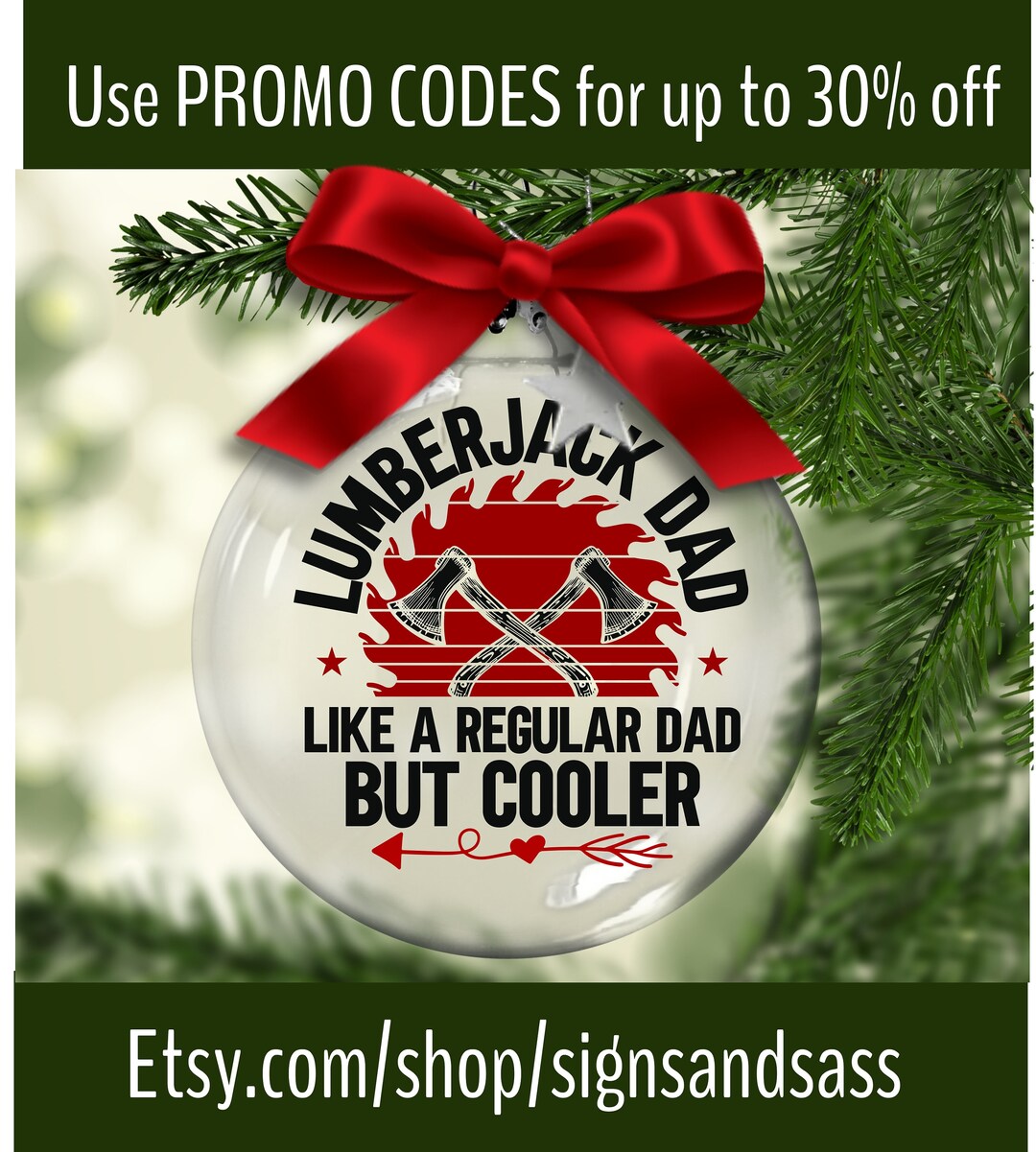 LUMBERJACK DAD, Like a Regular Dad but Cooler - Glass Christmas ...