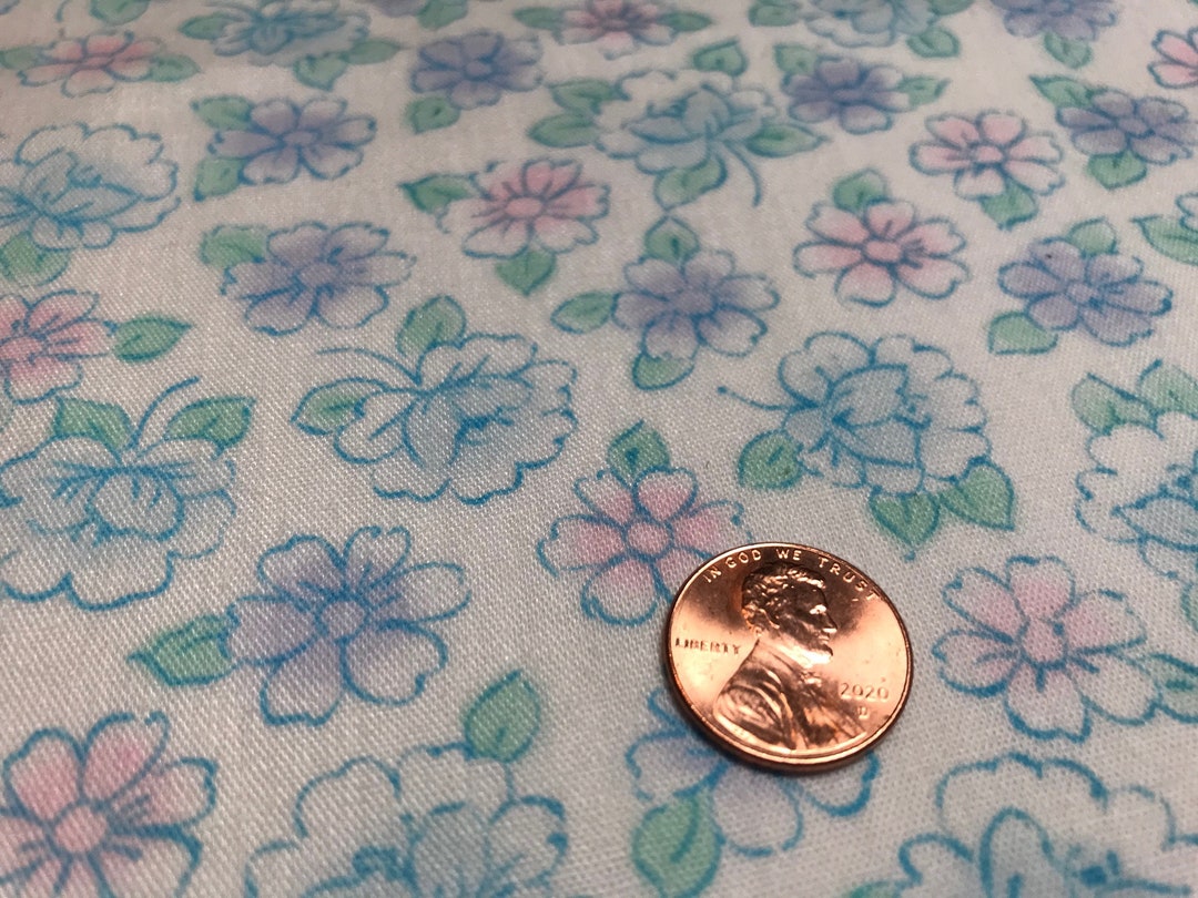 Soft Pastel Flowers Cotton Fabric Remnant 22 Long - Etsy