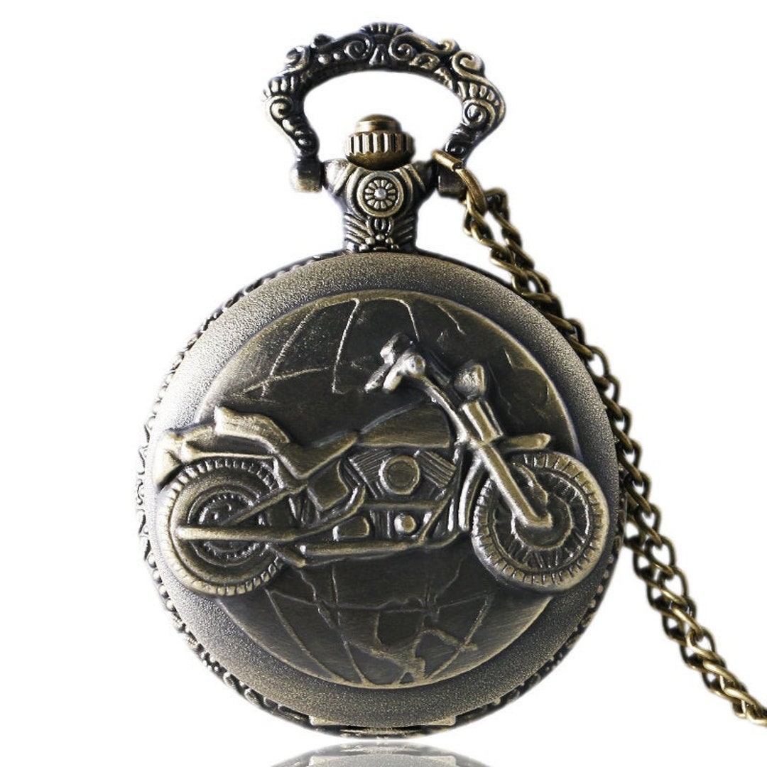 Vintage Motorcycle Pocket Watch, Motorcycle Pocket Watch for Men, Gold ...