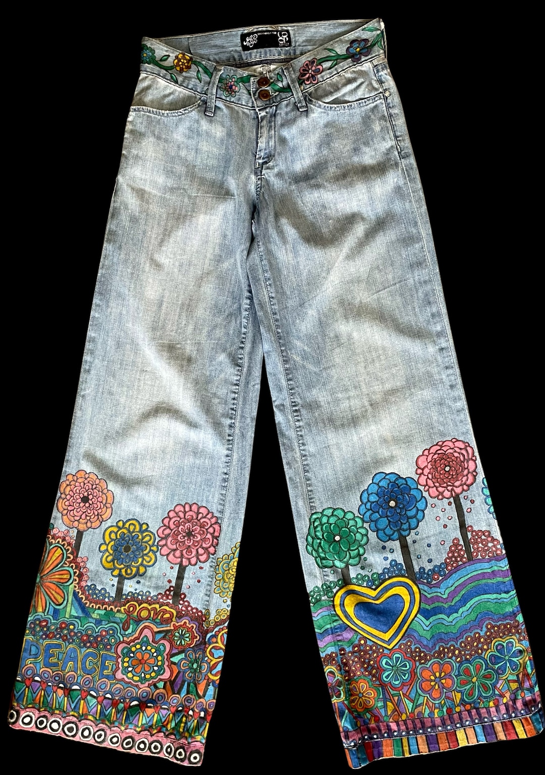 Refurbished Hand-painted Retro Jeans - Etsy