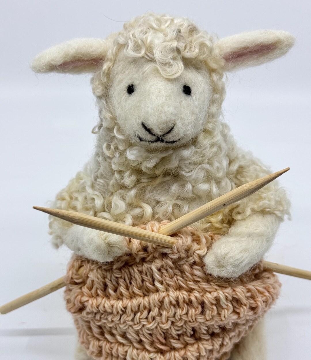 Needle Felted "knitting" Sheep - Etsy