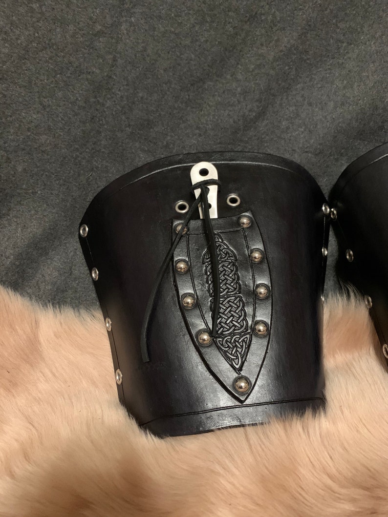 Leather Bracers With Dagger Holder Inset and Celtic Knot. - Etsy