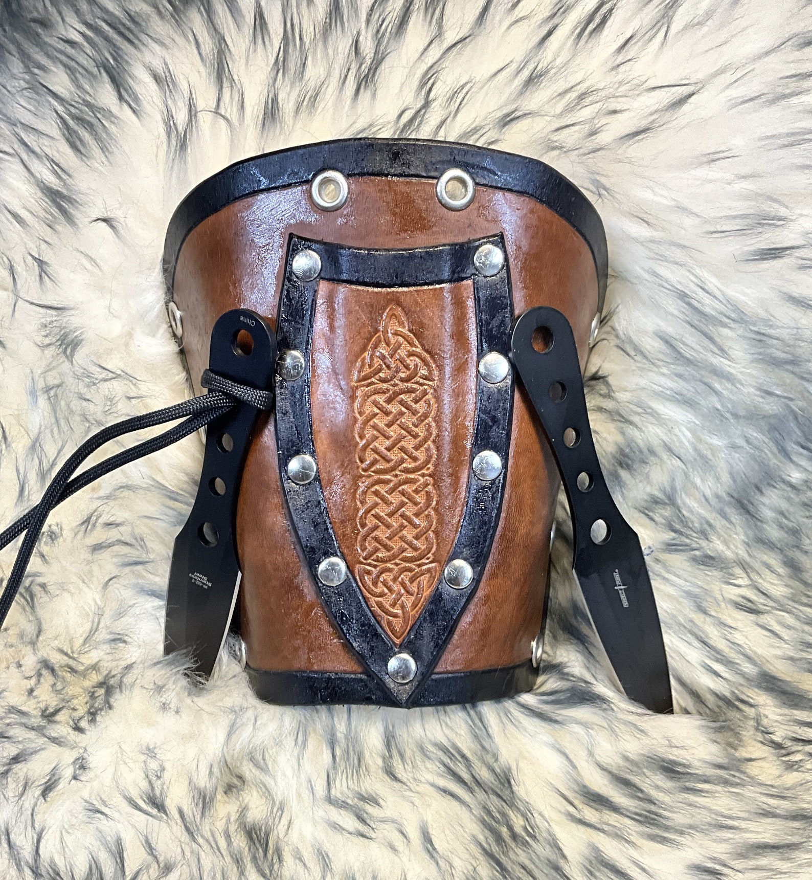 Leather Bracers With Dagger Holder Inset and Celtic Knot. - Etsy
